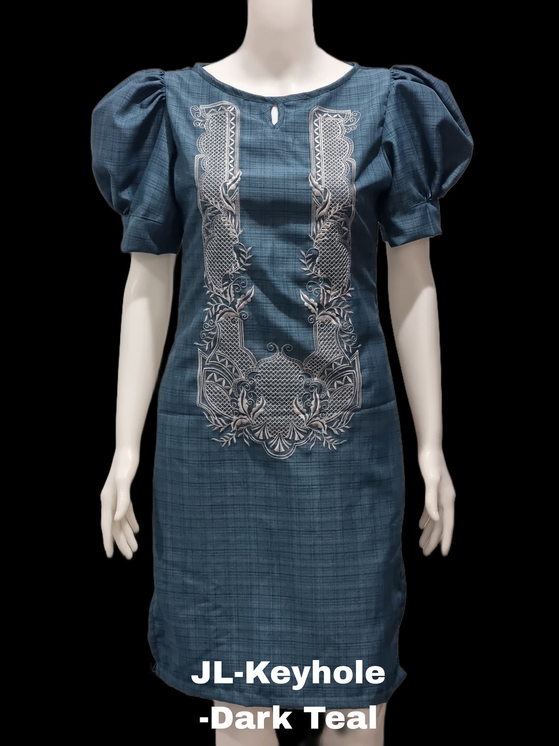 Keyhole Women's Barong Dress Embroidery (5 Colors) - Etsy