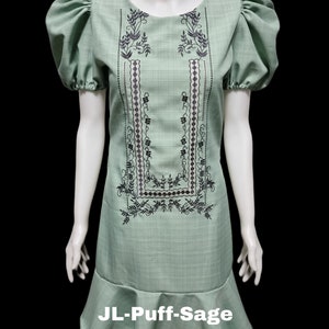 Women's Barong Dress Embroidery Puff Sleeve (4 Colors) - Etsy