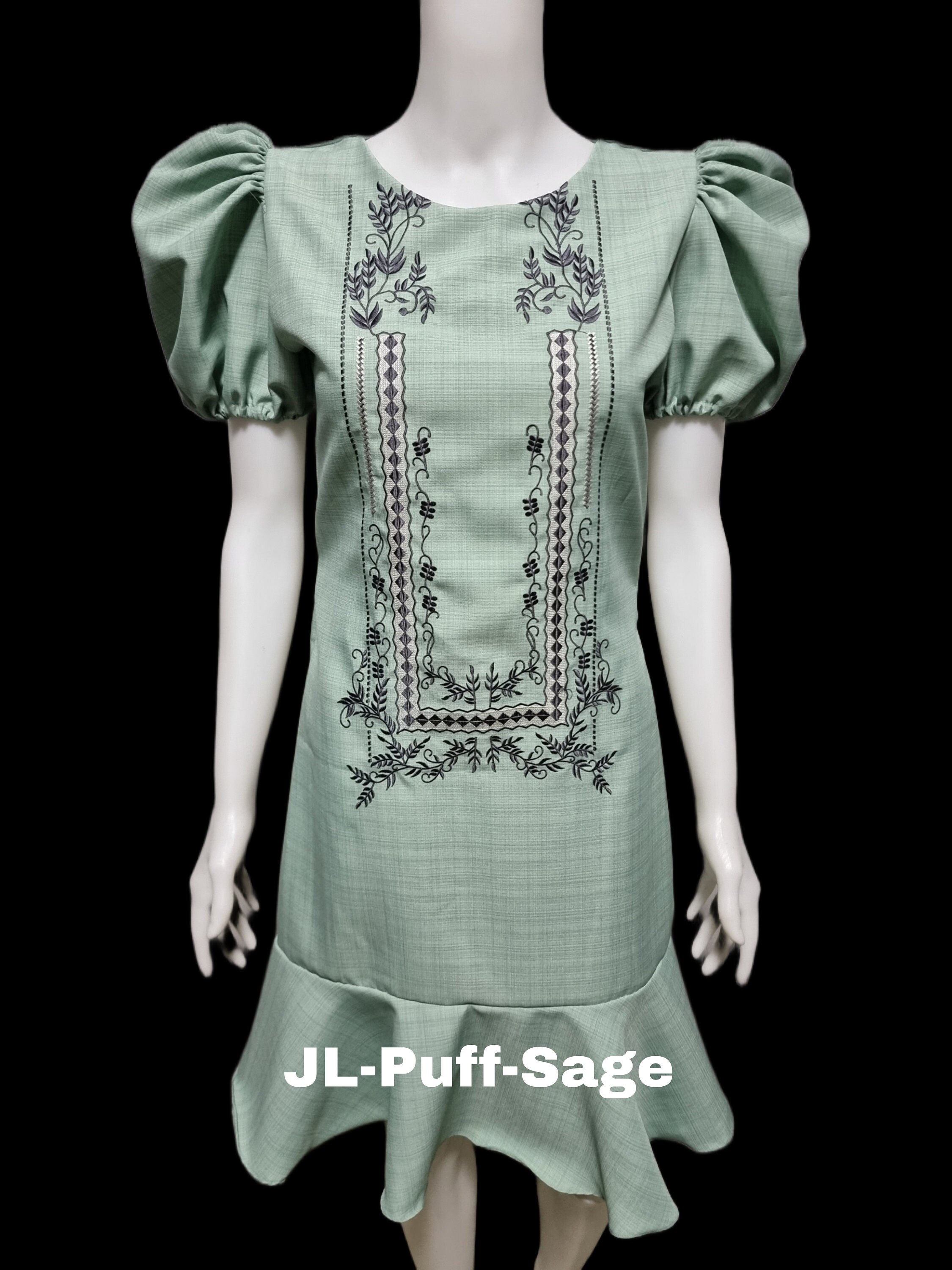 Women's Barong Dress Embroidery Puff Sleeve (4 Colors) - Etsy
