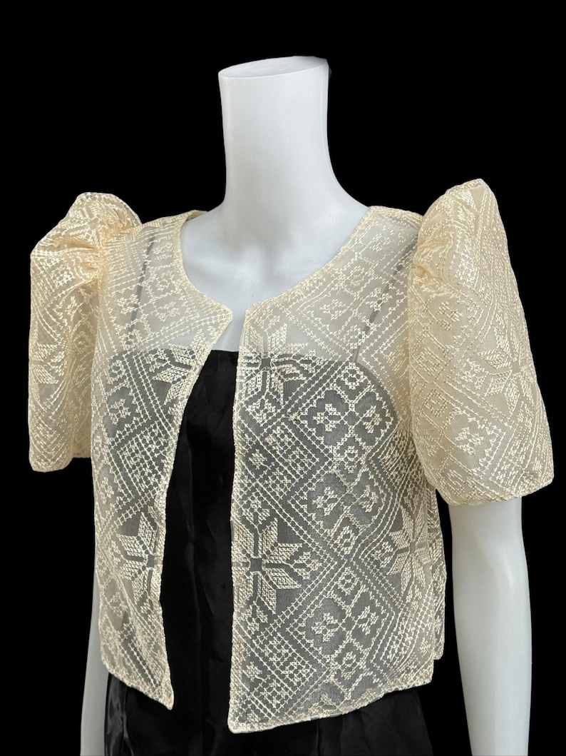 Filipiniana Top: Dusty Blue Lace Sleeve, Floral Elegant Blouse - Etsy