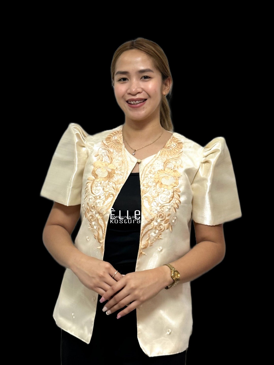 Embroidered Satin Organza Filipiniana Bolero Top - Etsy