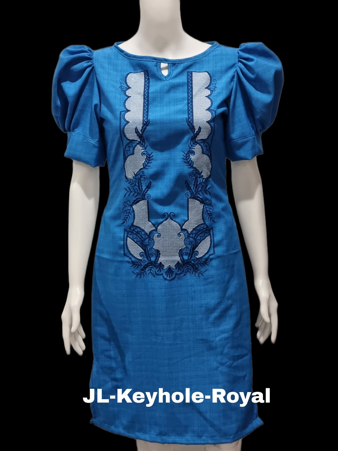 Keyhole Women's Barong Dress Embroidery (5 Colors) - Etsy