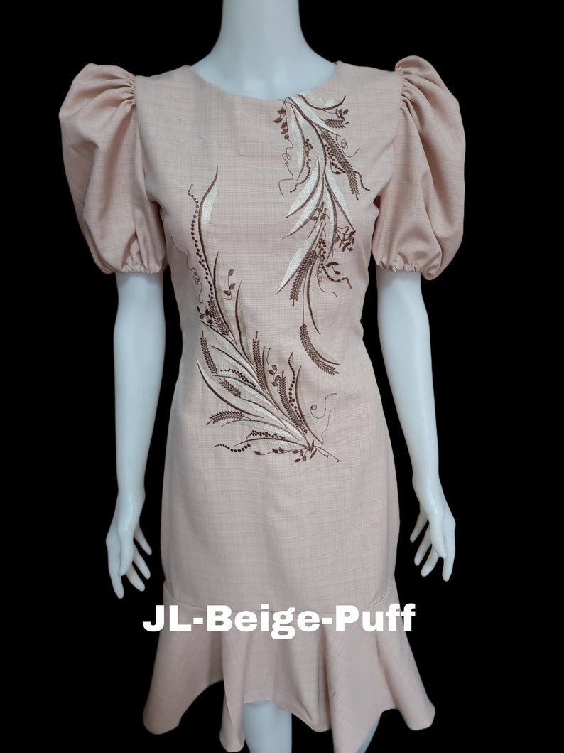 Women's Barong Dress Embroidery Puff Sleeve (4 Colors) - Etsy