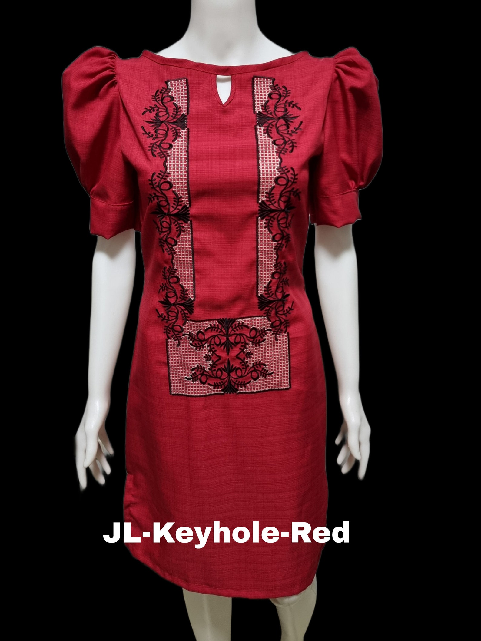 Keyhole Women's Barong Dress Embroidery (5 Colors) - Etsy