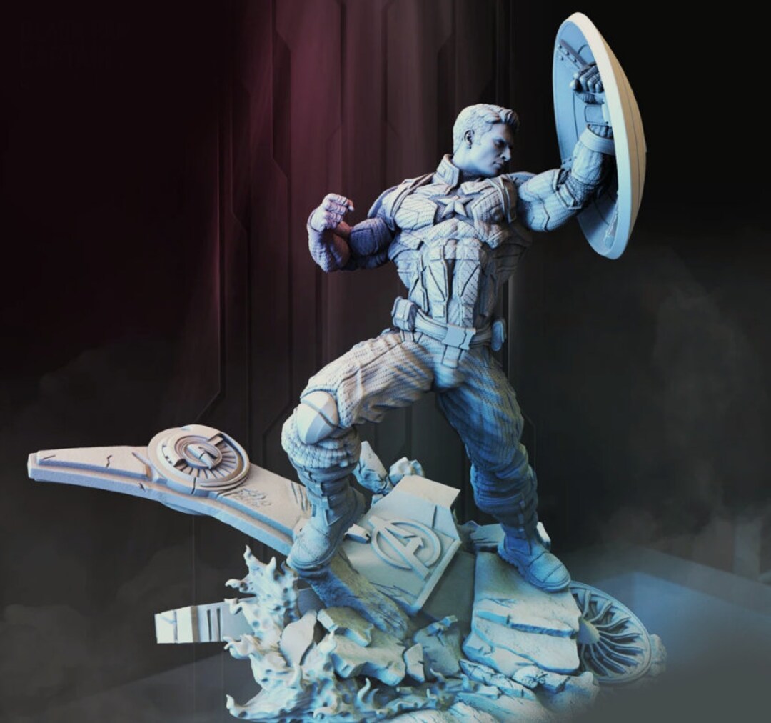 Captain America Stl Sculpture, 3D Digital File, File for 3D Printers ...