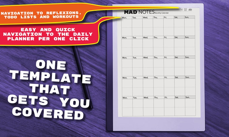 Mad Notes - Monthly Advanced Notes Template for Remarkable Tablets - Etsy