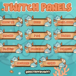 4K Animated Stream Screens + Panels | Cute Plush Shark Twitch Vtuber ...