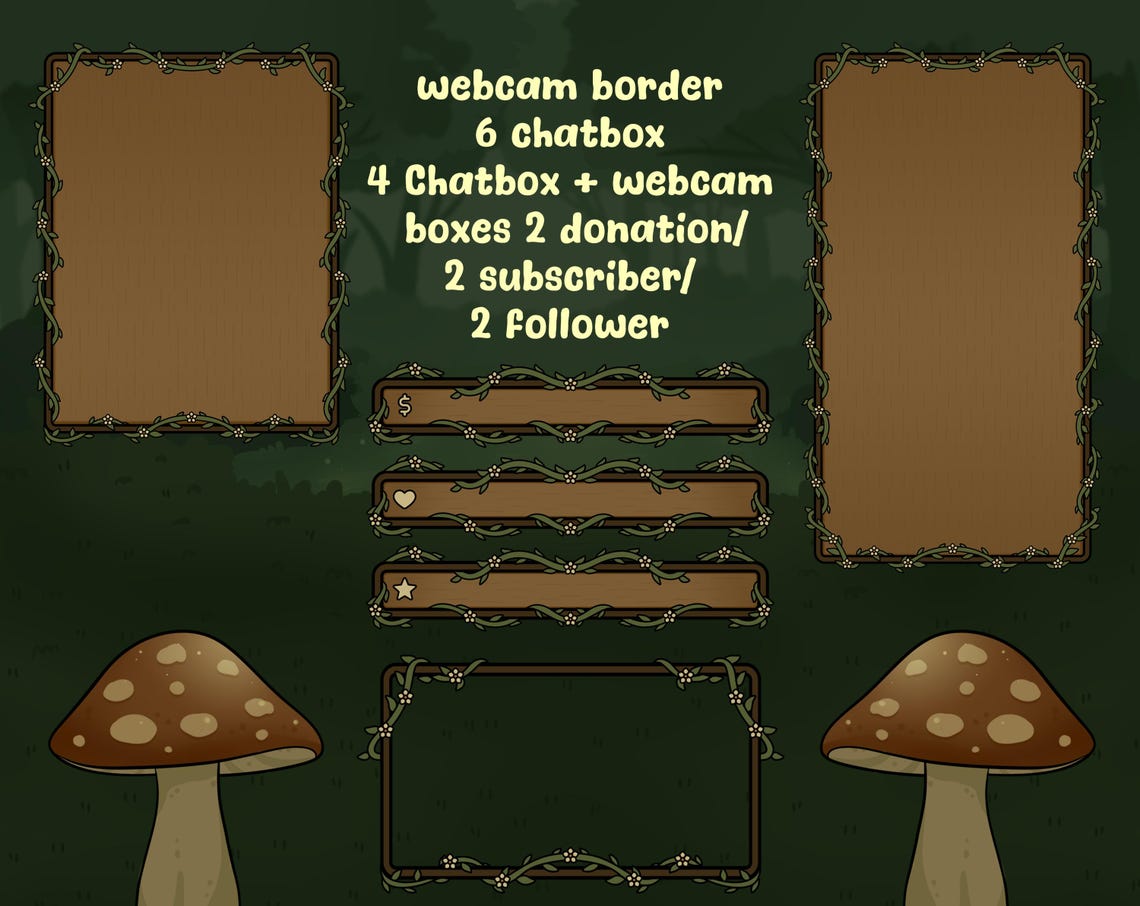 4K Animated Magic Forest Stream Overlay Pack: Twitch Vtuber Screens ...