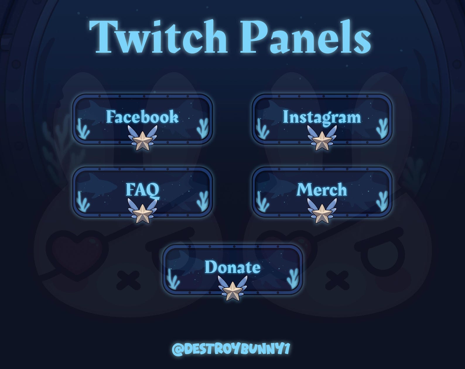 4K Animated Deep Sea Shark Vtuber Stream Pack | Ocean Twitch Overlay ...