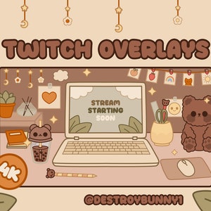 4K Cute Warm & Cozy Desk - Overlays, Animated Scenes, Buttons for ...