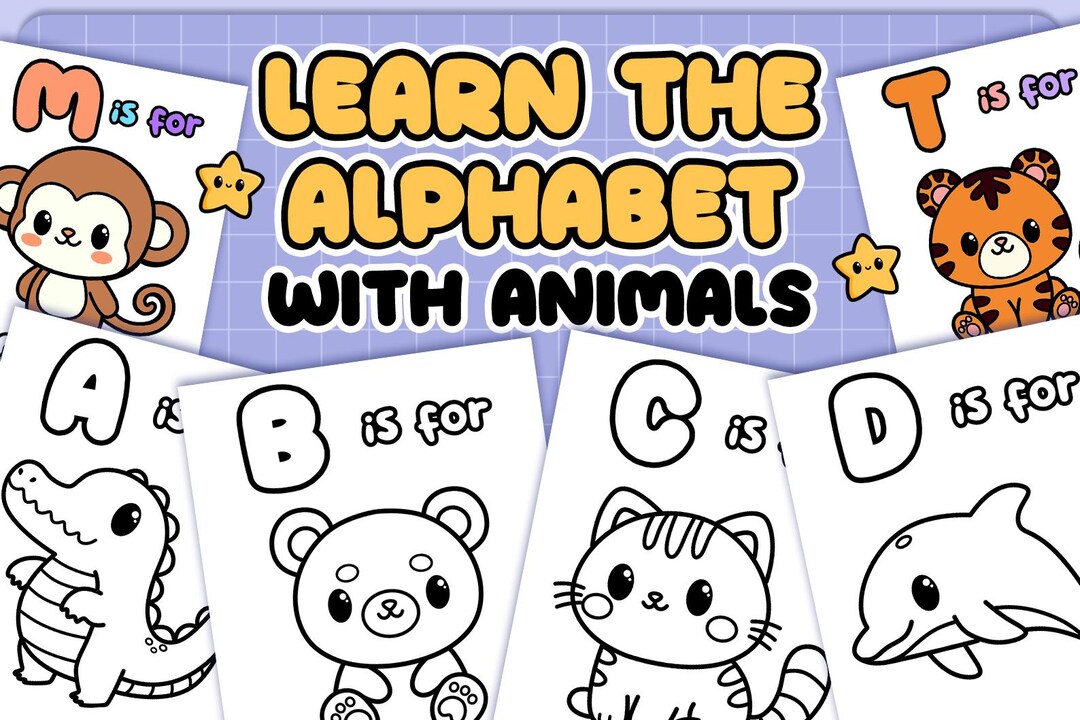 ABC Animal Alphabet Coloring Book. 28 Pages Baby's First Alphabet Book ...