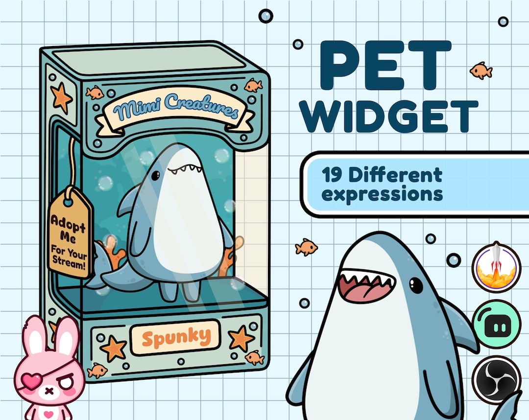 Spunky Shark Twitch Pet Widget: Animated Stream Mascot (digital ...