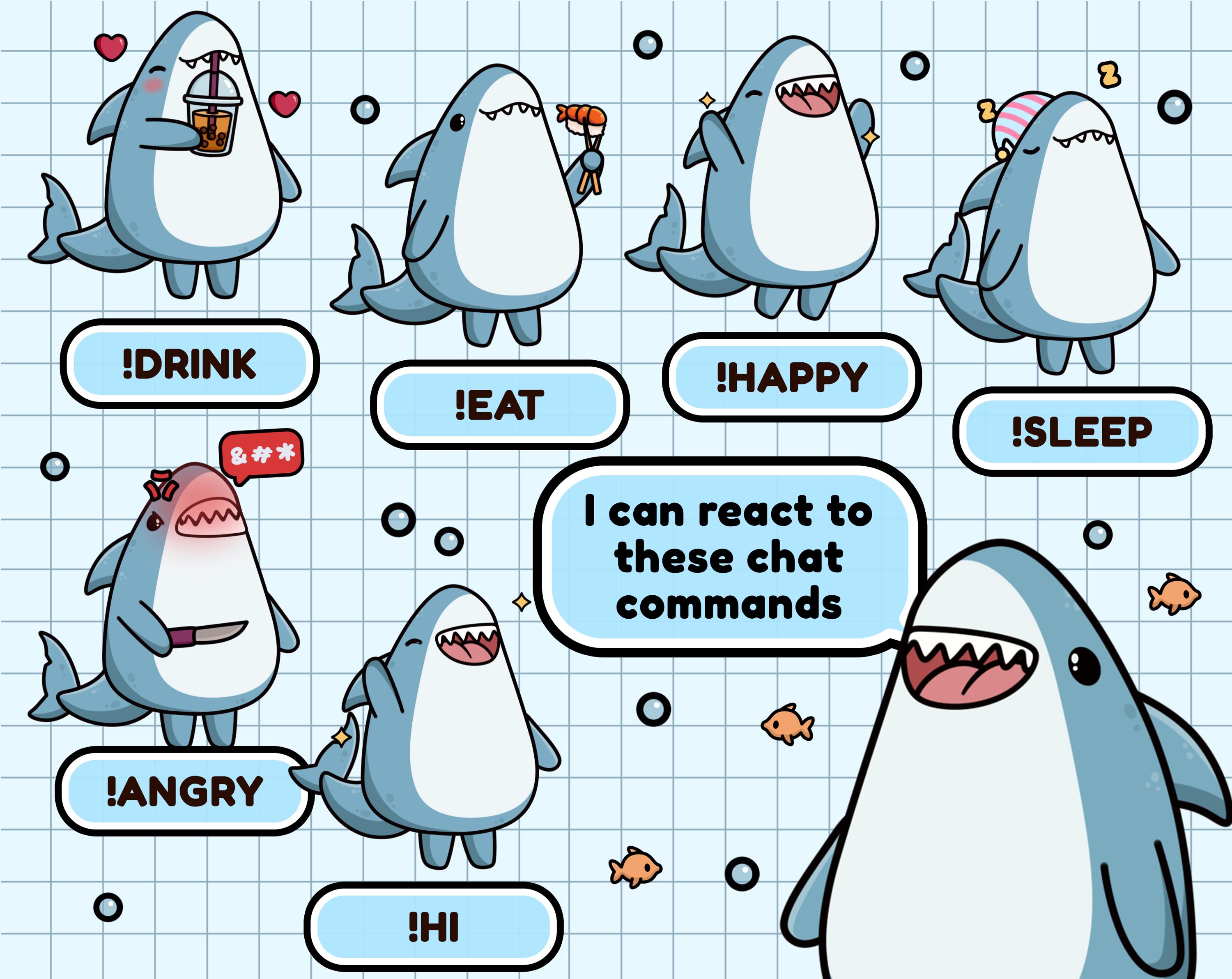 Spunky Shark Twitch Pet Widget: Animated Stream Mascot (digital ...