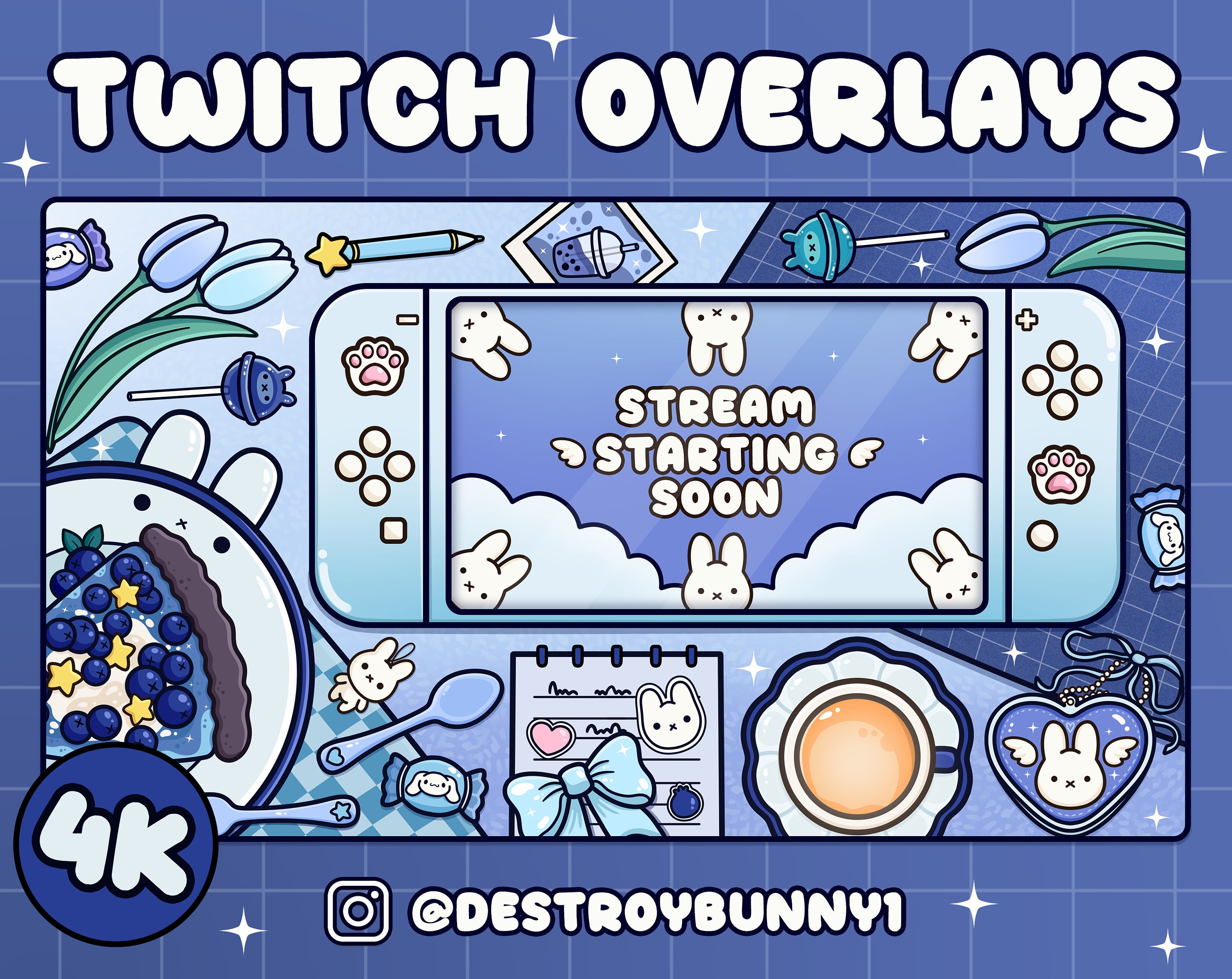 4K Animated Cozy Desk With Bunny Overlay & Dreamy Room for Vtuber ...