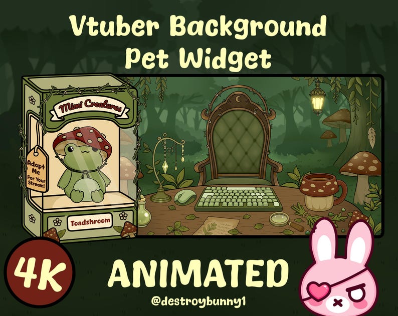 4K Animated Magic Forest Vtuber / Pngtuber Background + Pet Widget ...