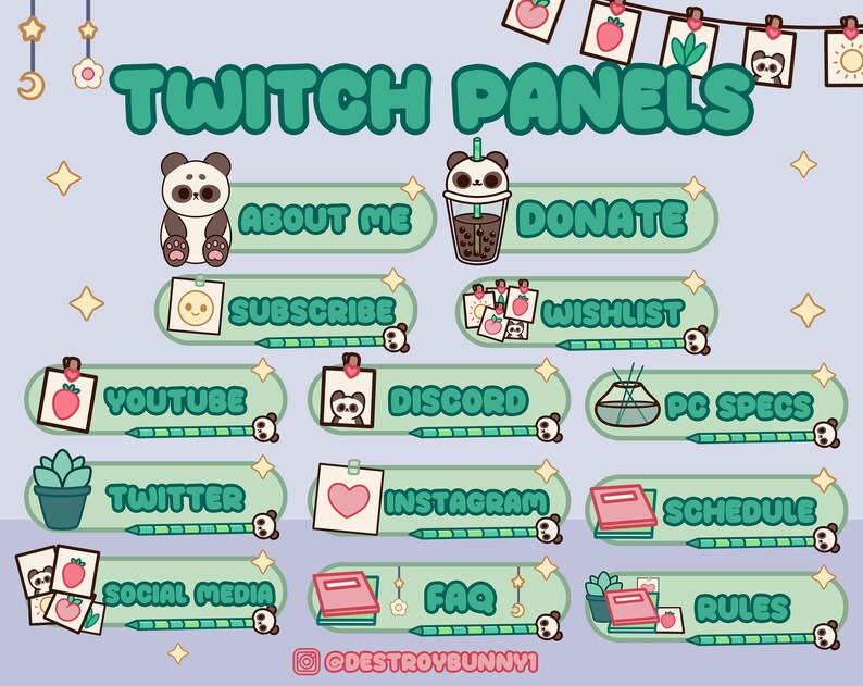 Cozy Panda Twitch Stream Package | Animated 4K Overlays, Scenes ...