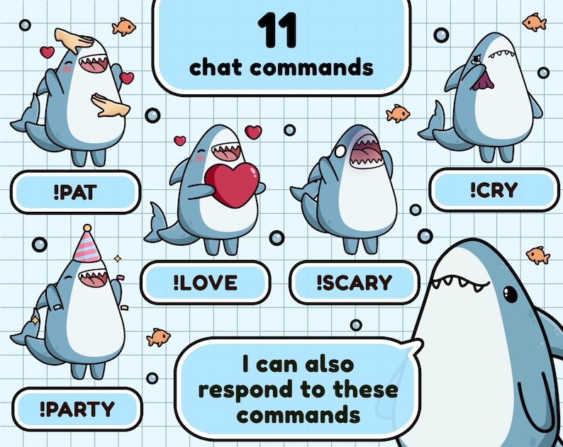 Spunky Shark Twitch Pet Widget: Animated Stream Mascot (digital ...