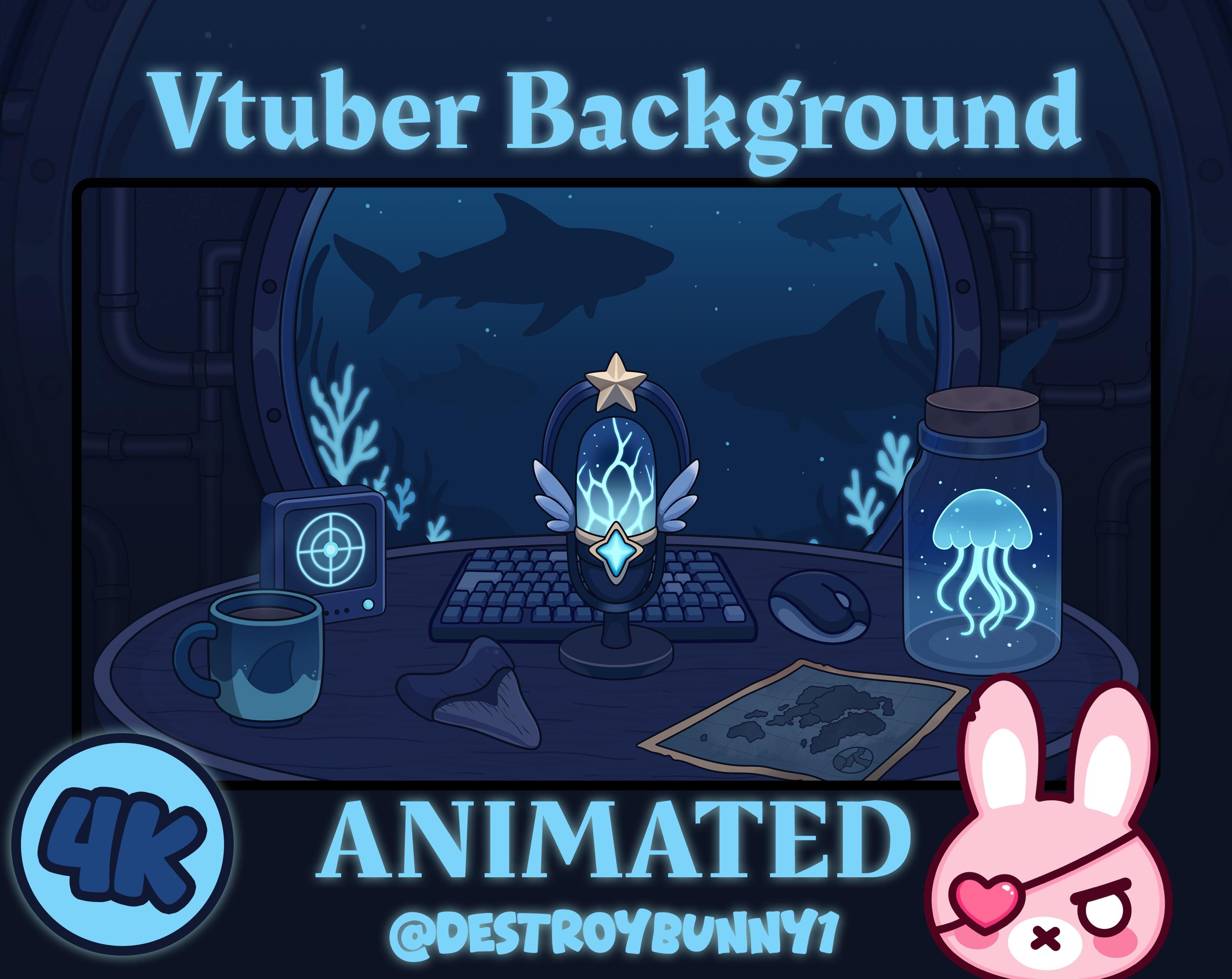 4K Animated Vtuber / Pngtuber Background | Deep Sea Shark-themed Stream ...