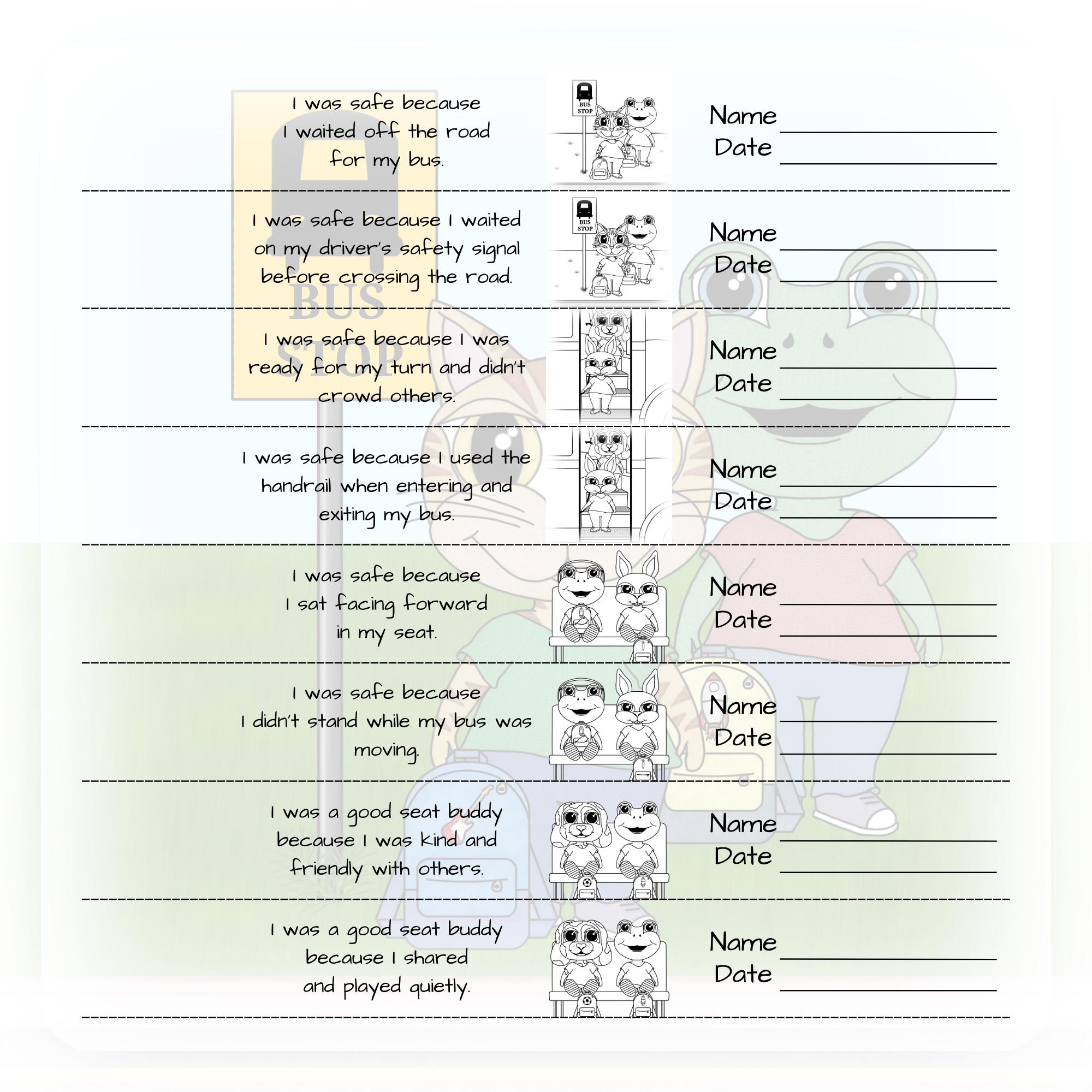 School Bus Safety Brag Bracelets for Pre-k to 2nd, Ms B's Safe Little ...