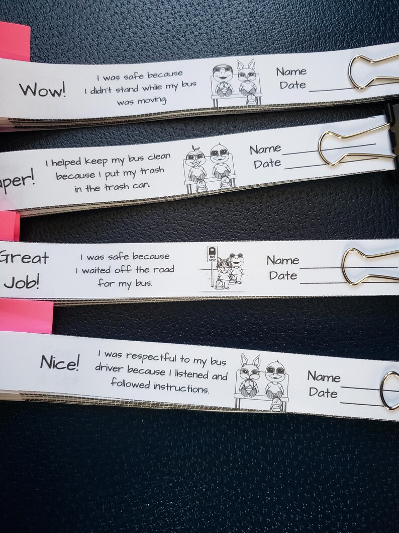 School Bus Safety Brag Bracelets for Pre-k to 2nd, Ms B's Safe Little ...