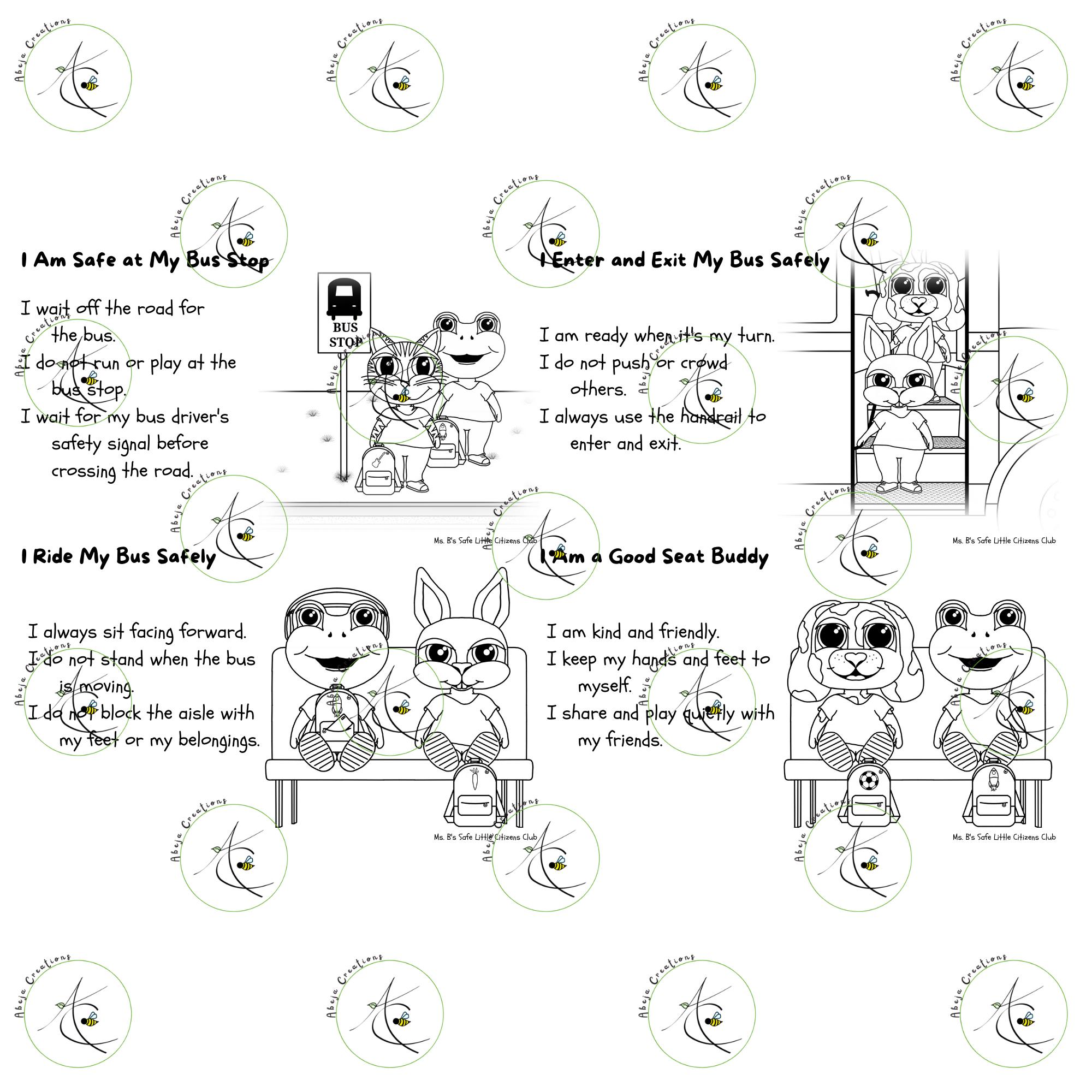 School Bus Safety Coloring Pages for Pre-k to 2nd, Ms B's Safe Little ...