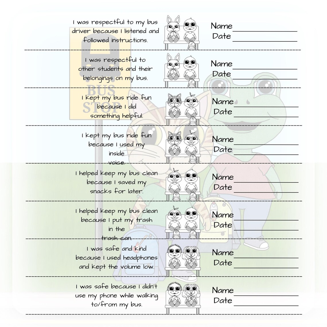 School Bus Safety Brag Bracelets for Pre-k to 2nd, Ms B's Safe Little ...