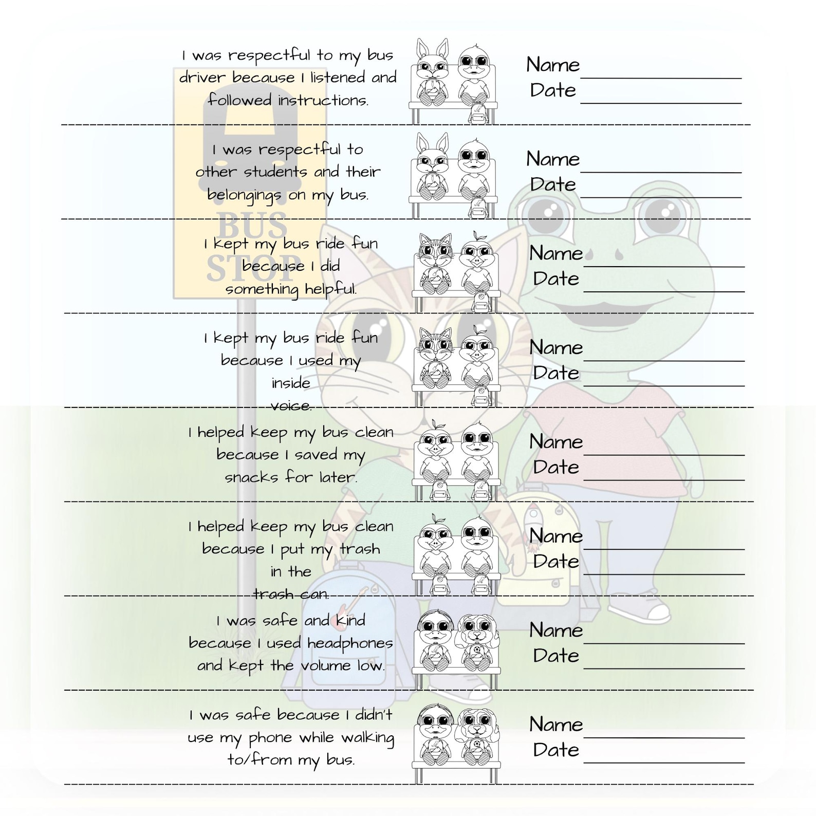 School Bus Safety Brag Bracelets for Pre-k to 2nd, Ms B's Safe Little ...