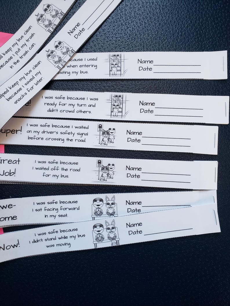 School Bus Safety Brag Bracelets for Pre-k to 2nd, Ms B's Safe Little ...