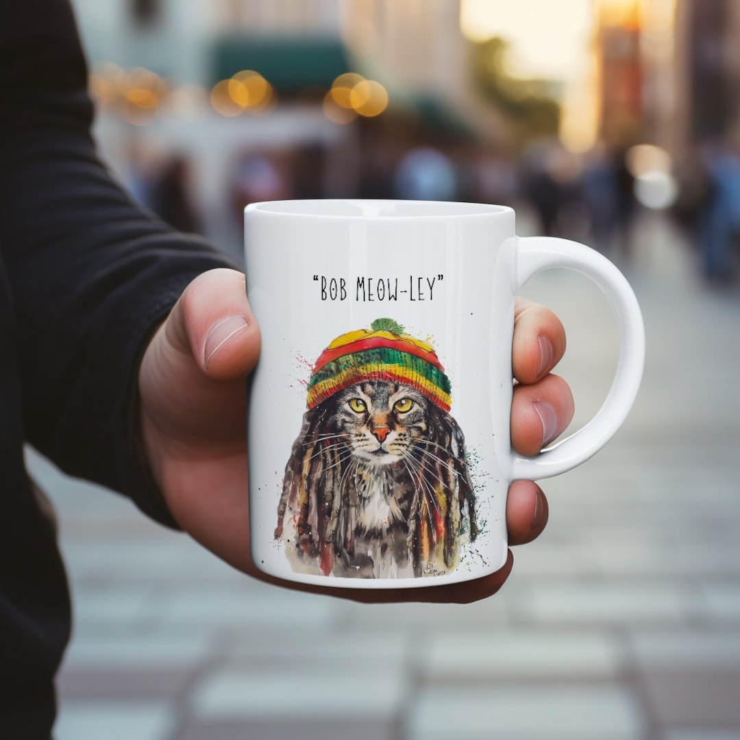 Hilarious Bob Marley Cat Mug 11oz Reggae Coffee Lover Gift 15oz Ceramic ...