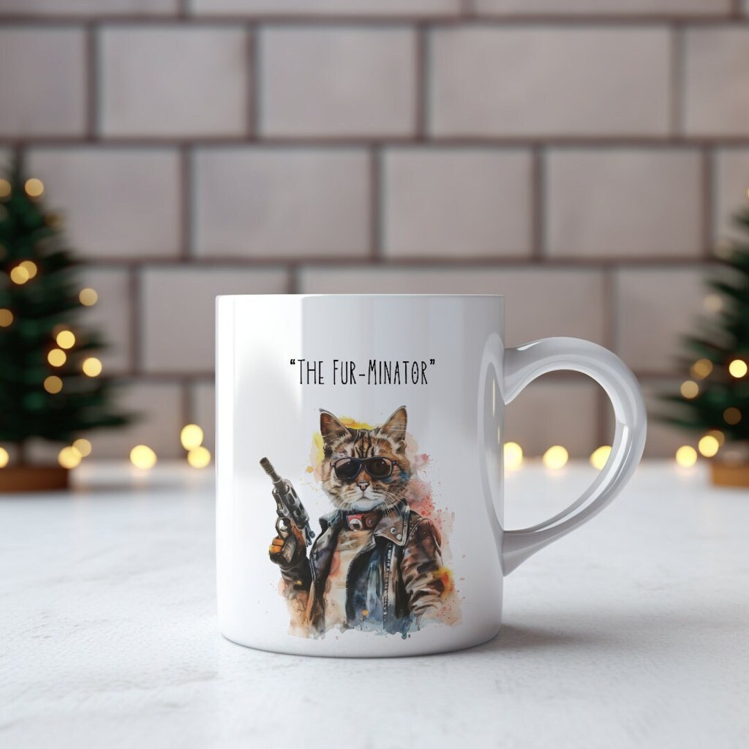 Comedic Terminator Cat Mug 11oz Cat Owner Prank Gift 15oz Ceramic ...