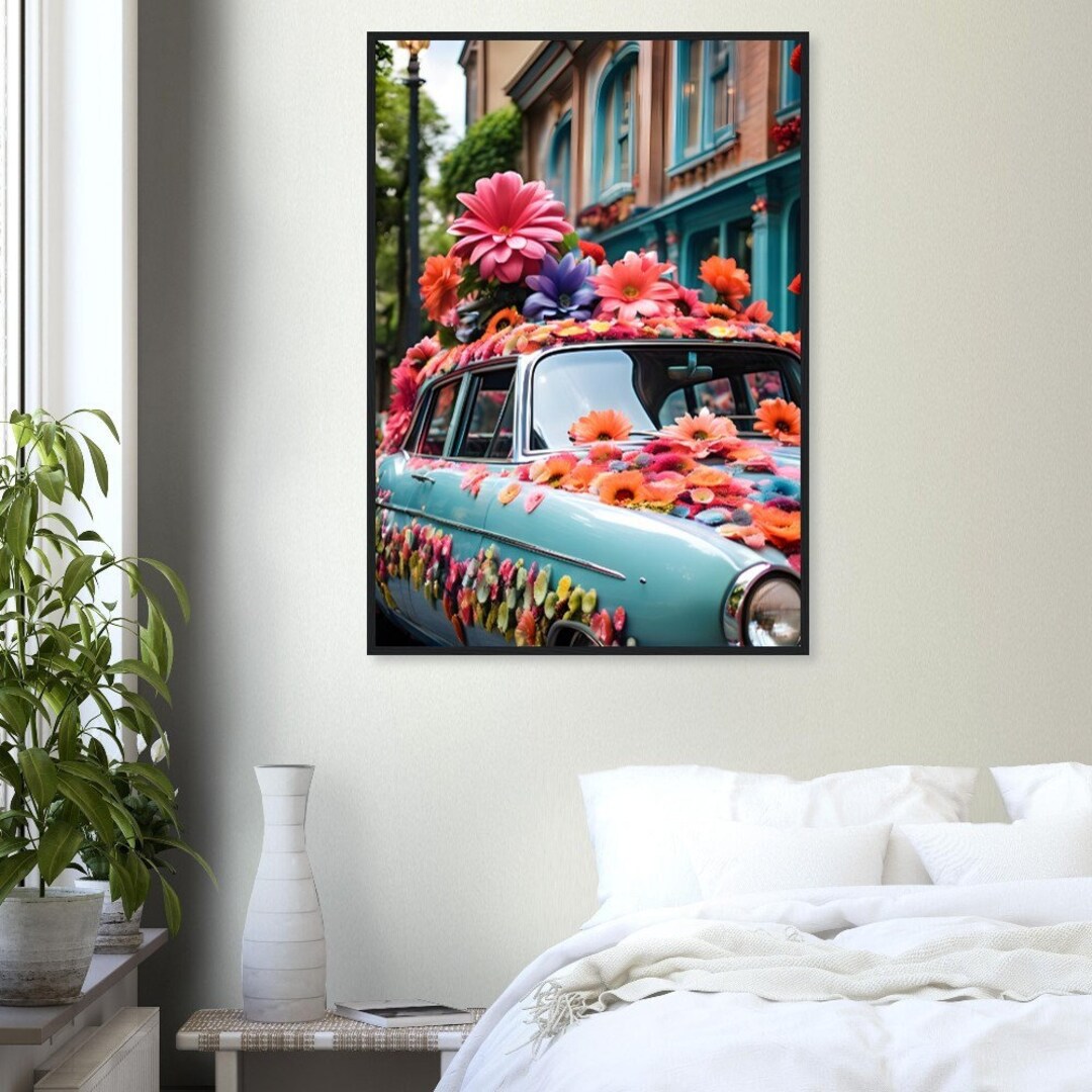 Modern Flower Power Car Wall Art Abstract Art Print Minimalist Wall Art ...