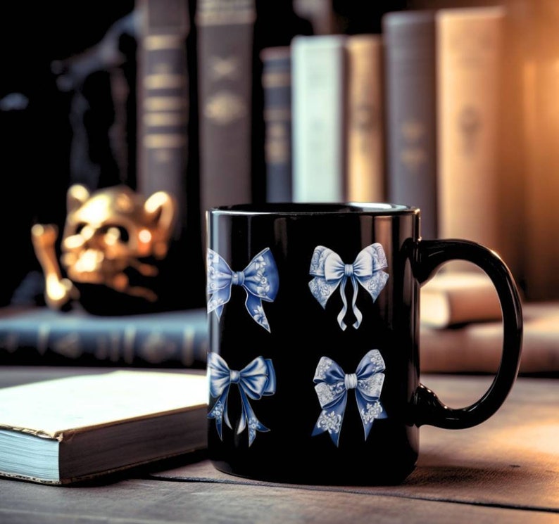 Coquette Blue & White Bows Mug Vintage Coquette Bows Cute Bows Floral ...