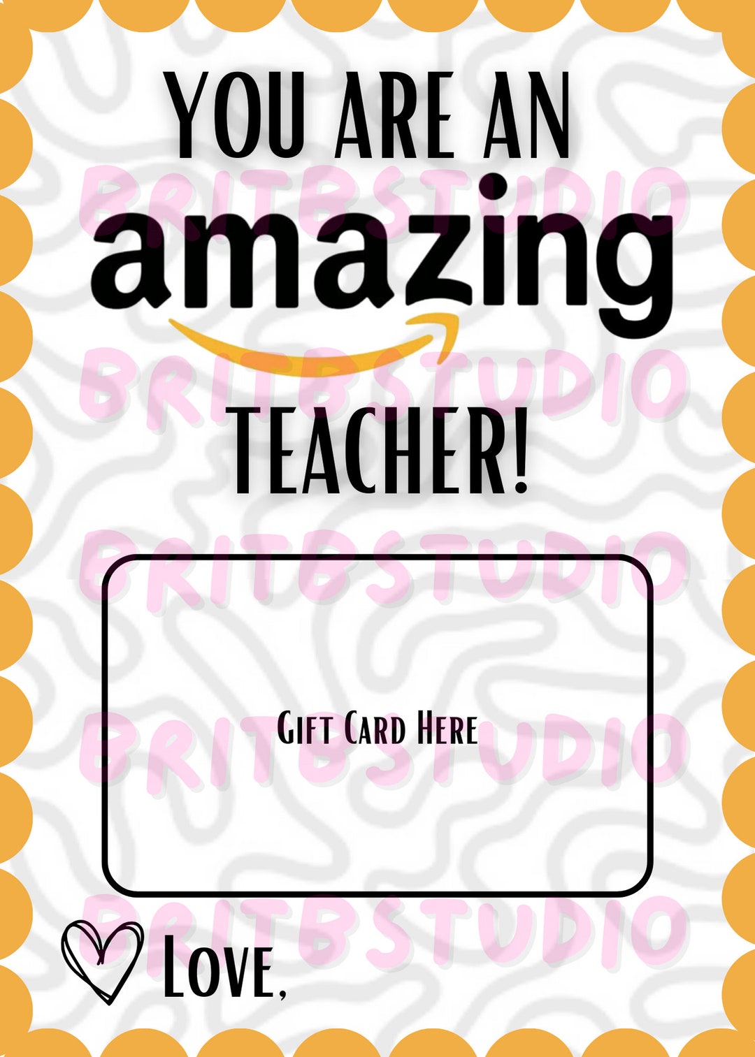 Amazon Teacher Appreciation Gift Card Holder - Etsy