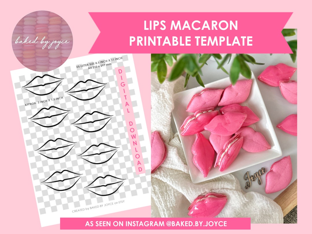 Printable Lips Macaron Template - Etsy