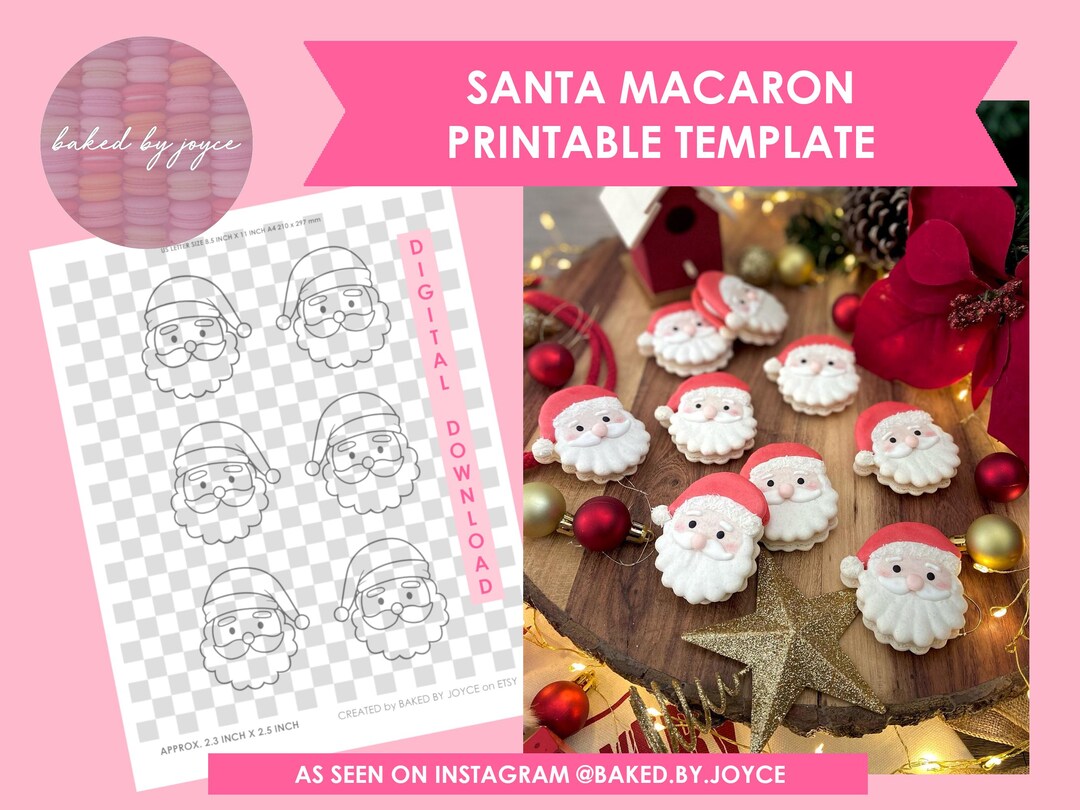 Printable Santa Macaron Template - Etsy