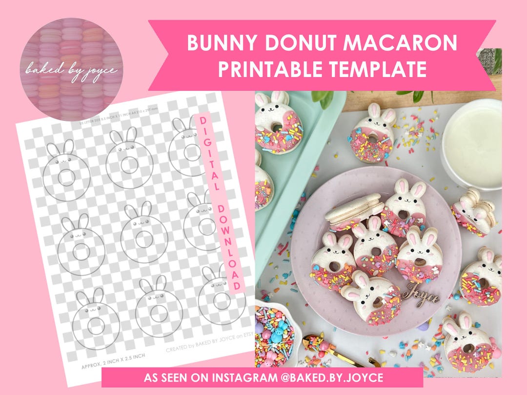 Printable Bunny Donut Macaron Template - Etsy