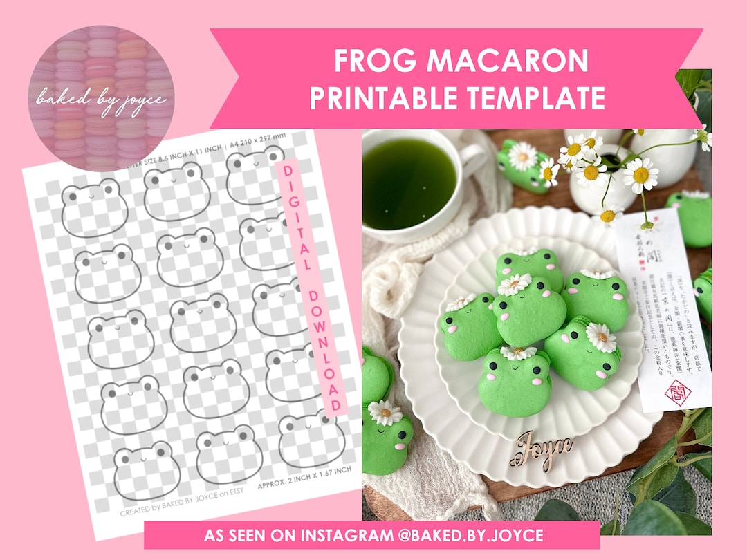 Printable Frog Macaron Template - Etsy