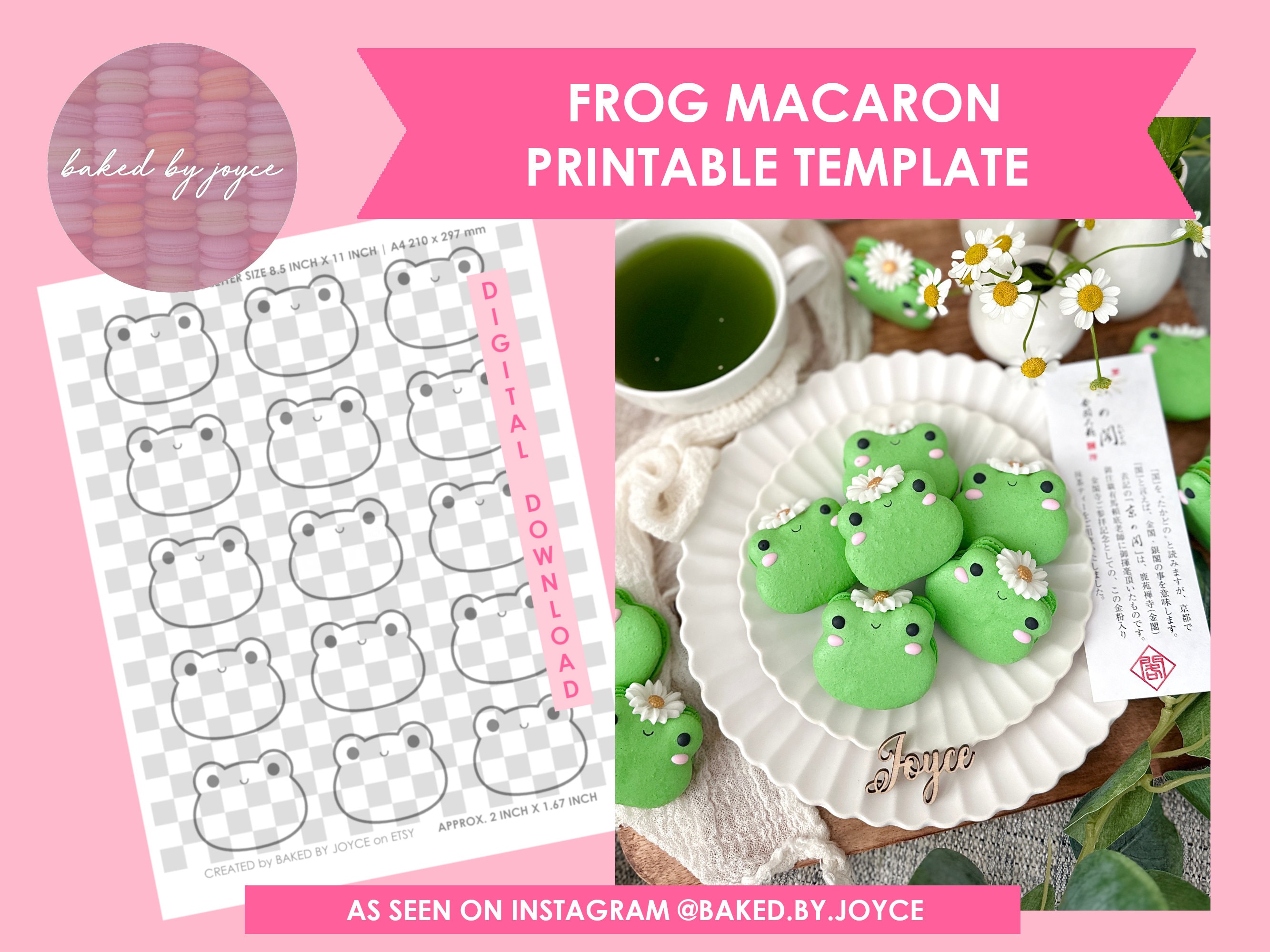 Printable Frog Macaron Template - Etsy