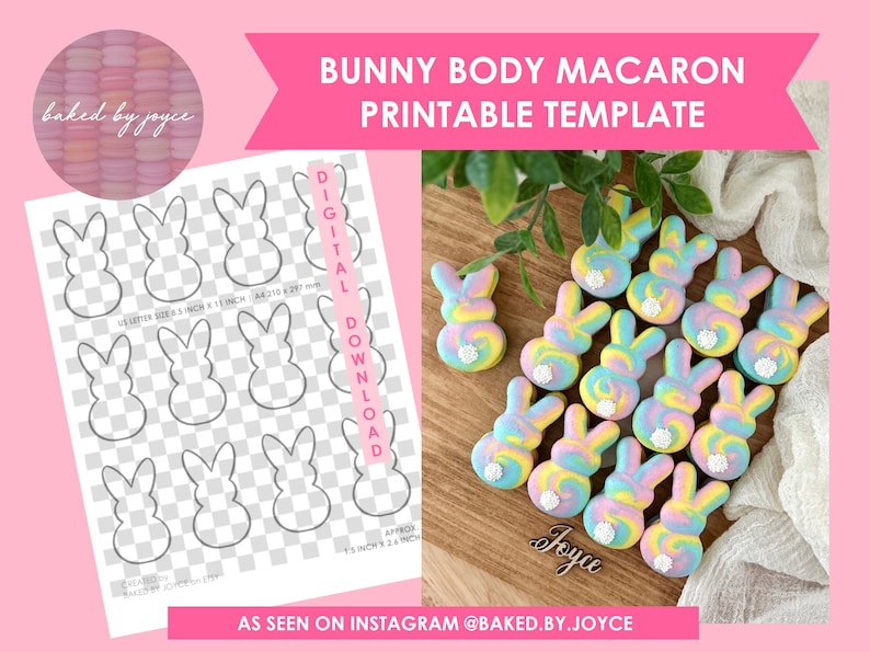 Printable Bunny Body Macaron Template - Etsy