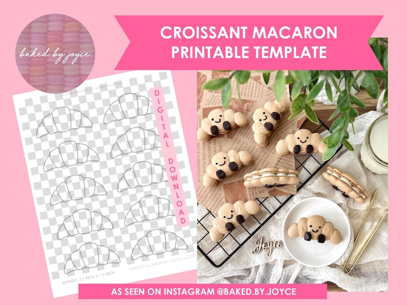 Printable Croissant Macaron Template - Etsy