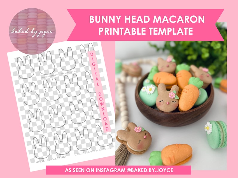 Printable Bunny Head Macaron Template - Etsy