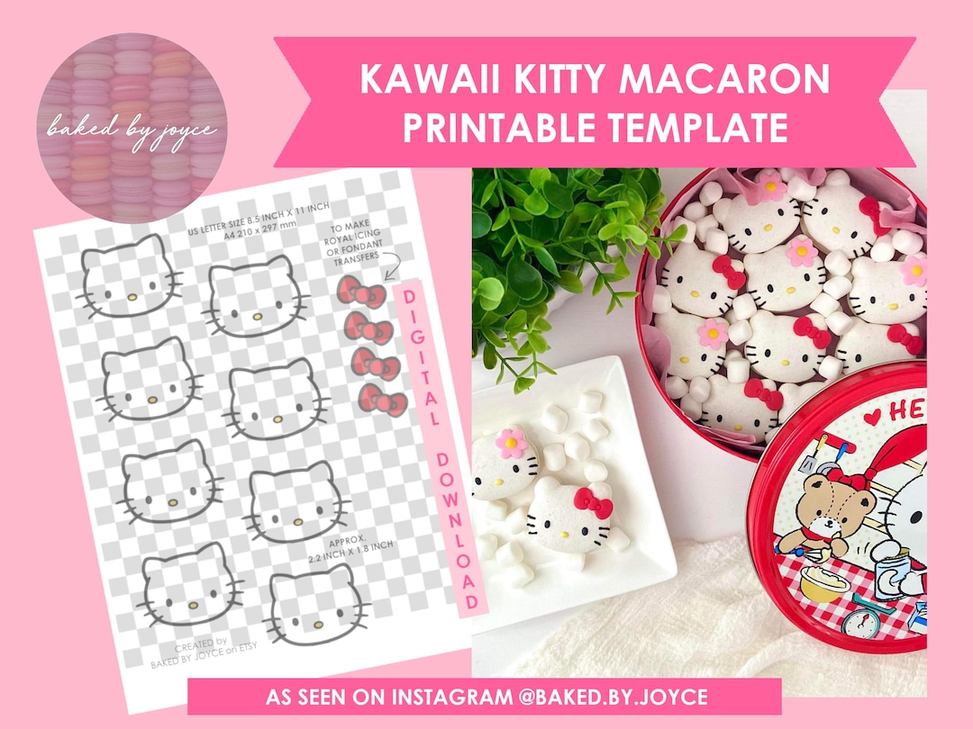Printable Cute Kitty Cat Macaron Template - Etsy