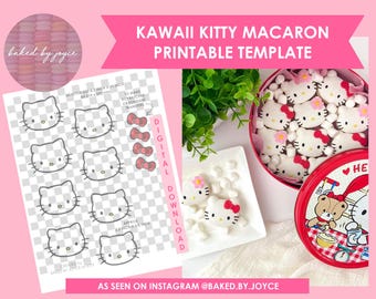 Kitty Cat Macaron Template Printable Digital Download - Etsy