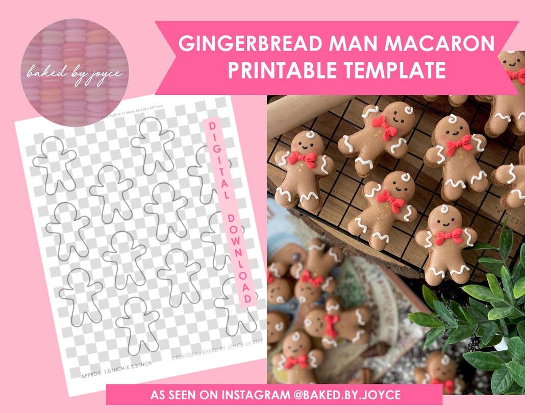 Printable Gingerbread Man Macaron Template - Etsy