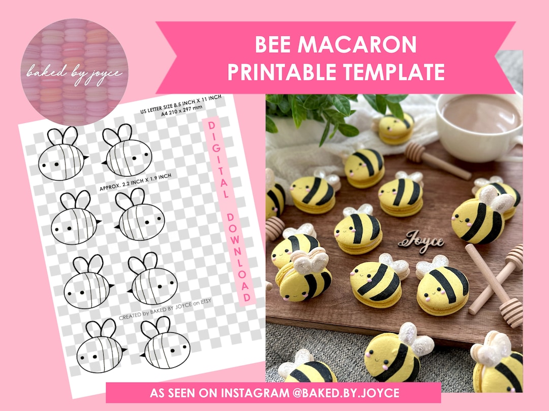 Printable Bee Macaron Template - Etsy