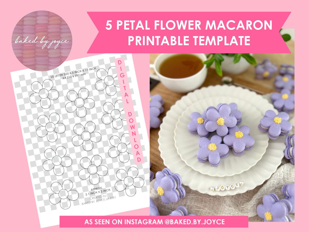 Printable Five Petal Flower Macaron Template - Etsy
