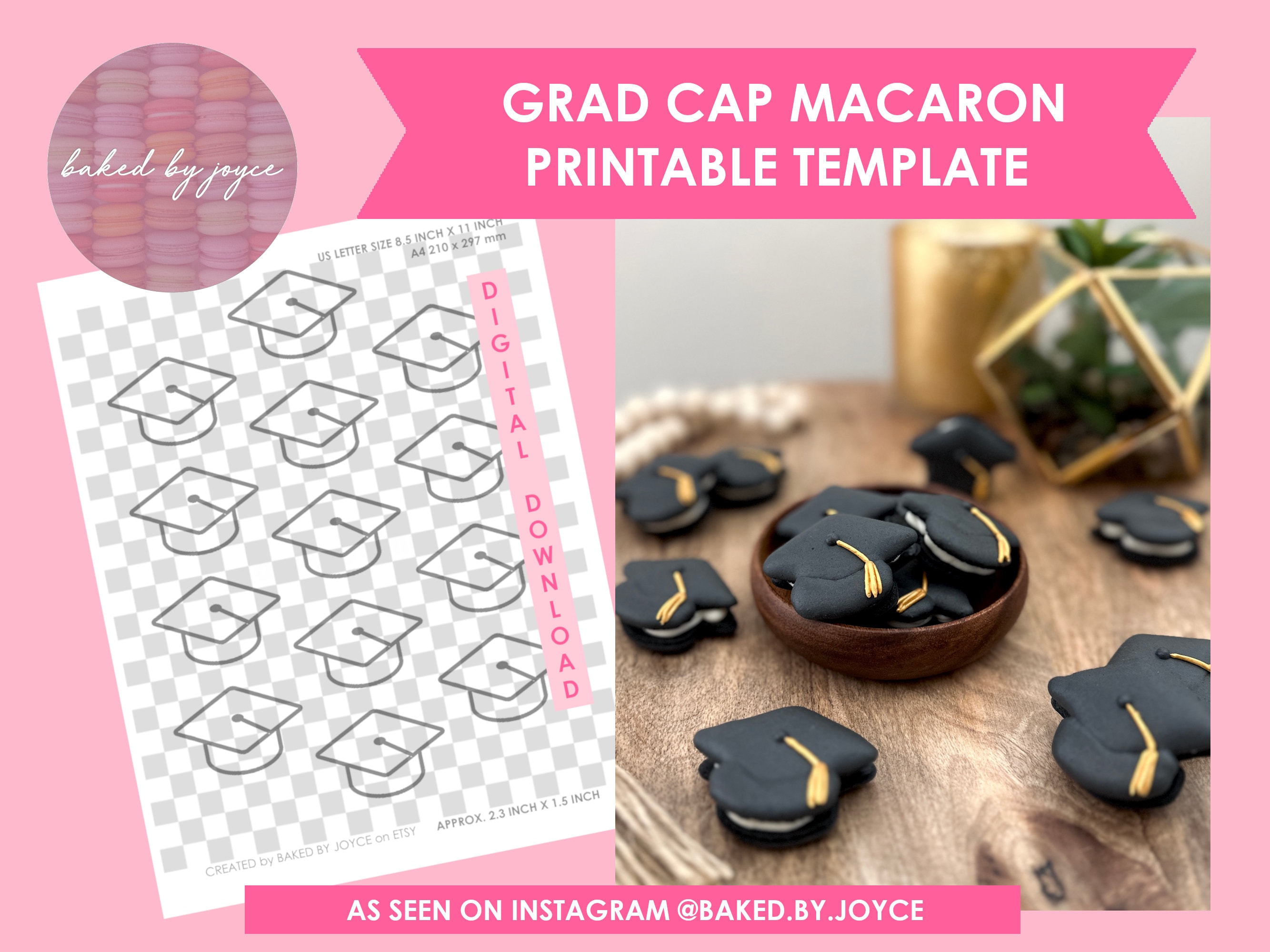 Printable Graduation Cap Macaron Template - Etsy