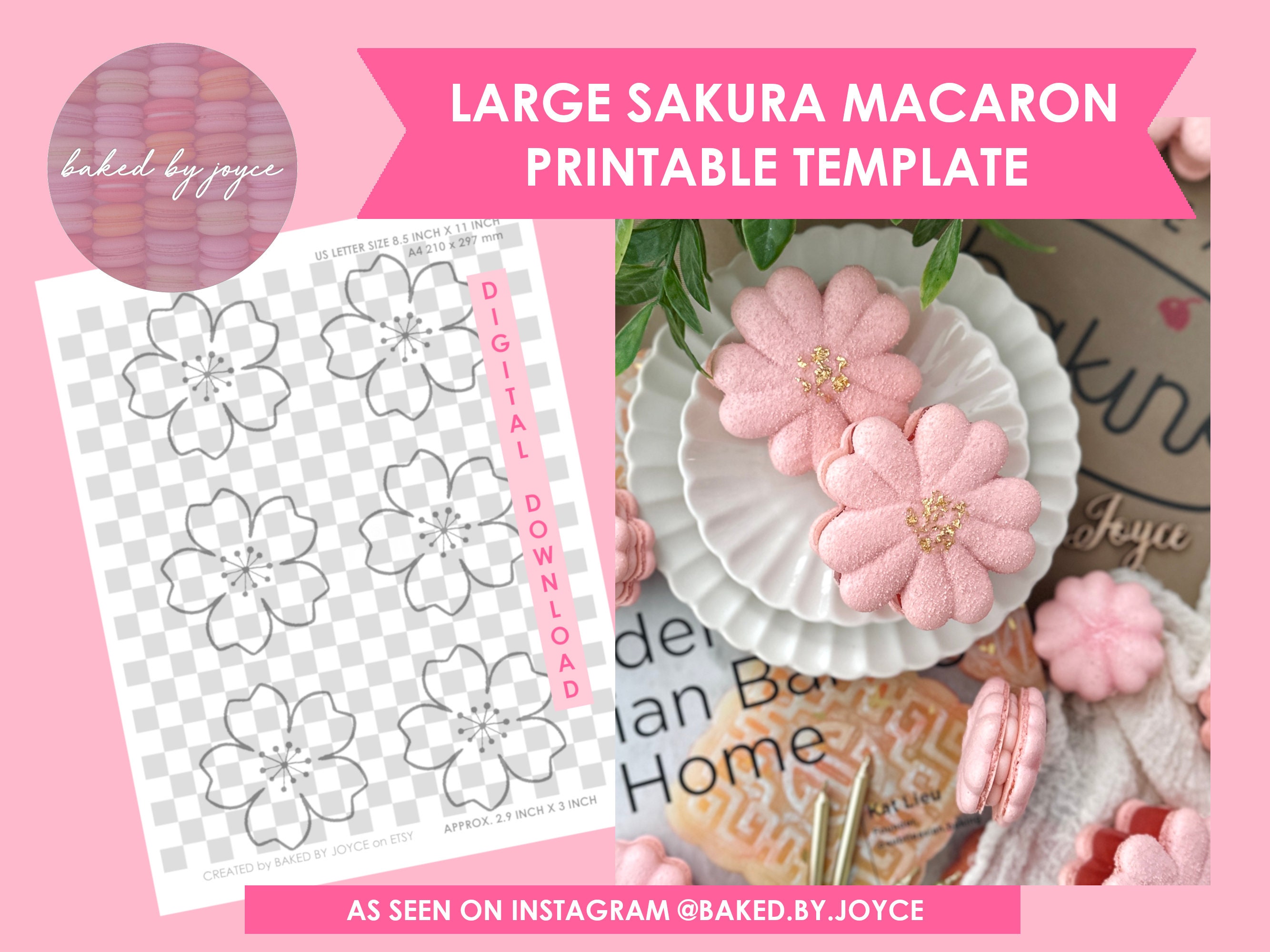 Printable Large Sakura Macaron Template - Etsy