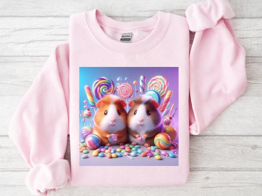 Guinea Pigs and Candy Printable Digital Art, Cute Guinea Pig Sweatshirt ...