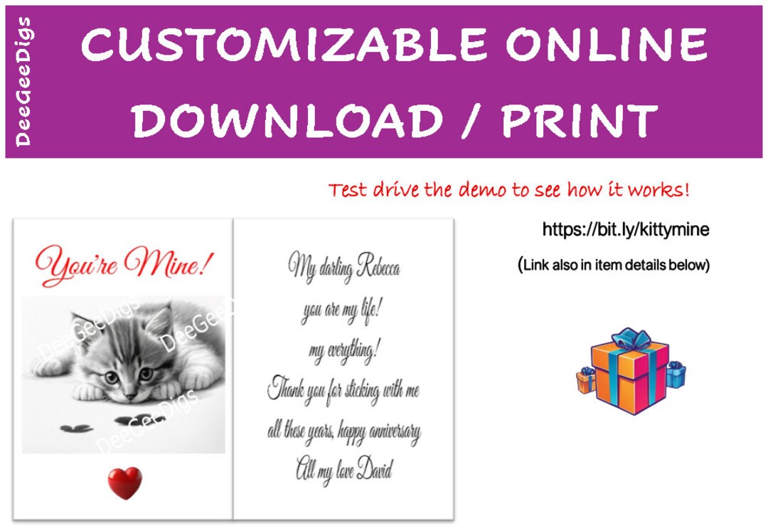 Kitty Mine Anniversary Card - Etsy